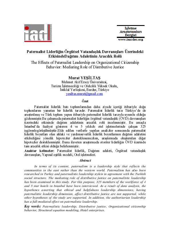 (PDF) The Effects of Paternalist Leadership on Organizational ...