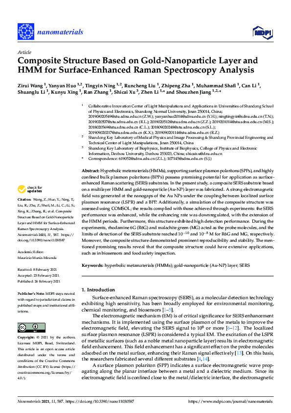 (PDF) Composite Structure Based on Gold-Nanoparticle Layer and HMM for Surface-Enhanced Raman ...