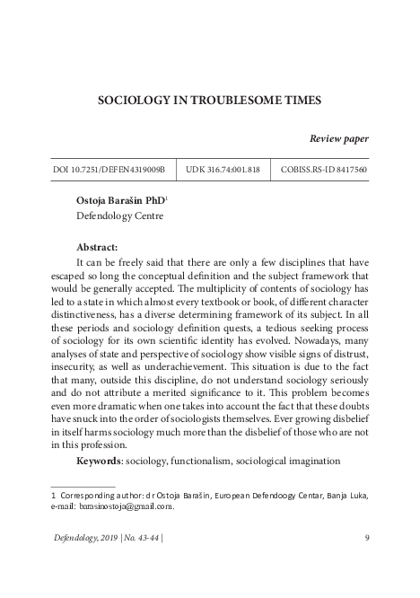 (PDF) Sociology in Troublesome Times