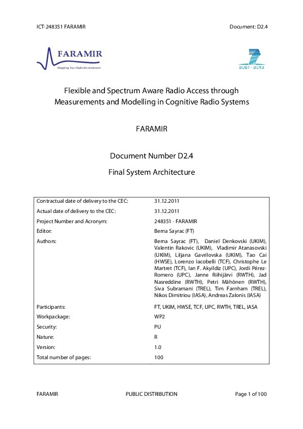 Pdf Flexible And Spectrum Aware Radio Access Through Measurements And Modelling In Cognitive