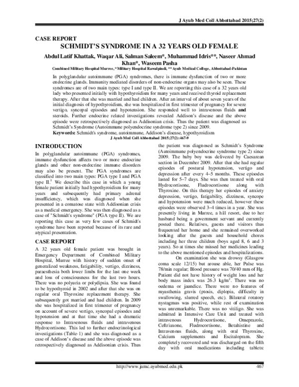 (PDF) Schmidt's Syndrome in a 32 Years Old Female