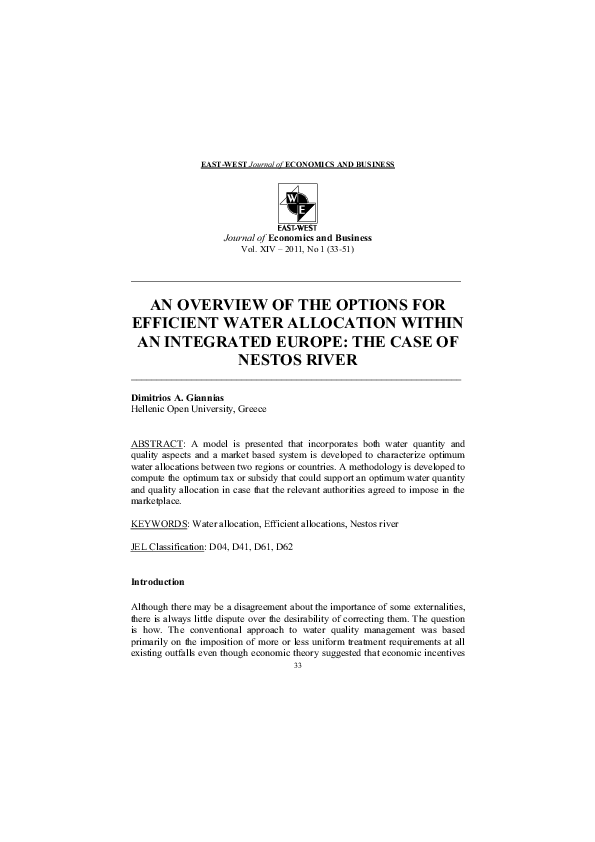 (PDF) An Overview of the Options for Efficient Water Allocation Within ...