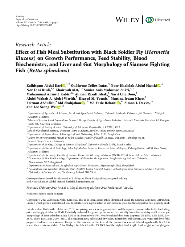 (PDF) Effect of Fish Meal Substitution with Black Soldier Fly (Hermetia ...