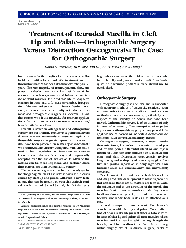 (PDF) Treatment of Retruded Maxilla in Cleft Lip and Palate ...
