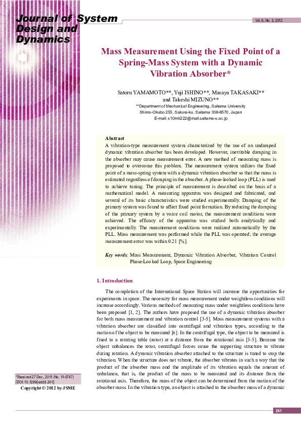 (PDF) Mass Measurement Using the Fixed Point of a Spring-Mass System ...