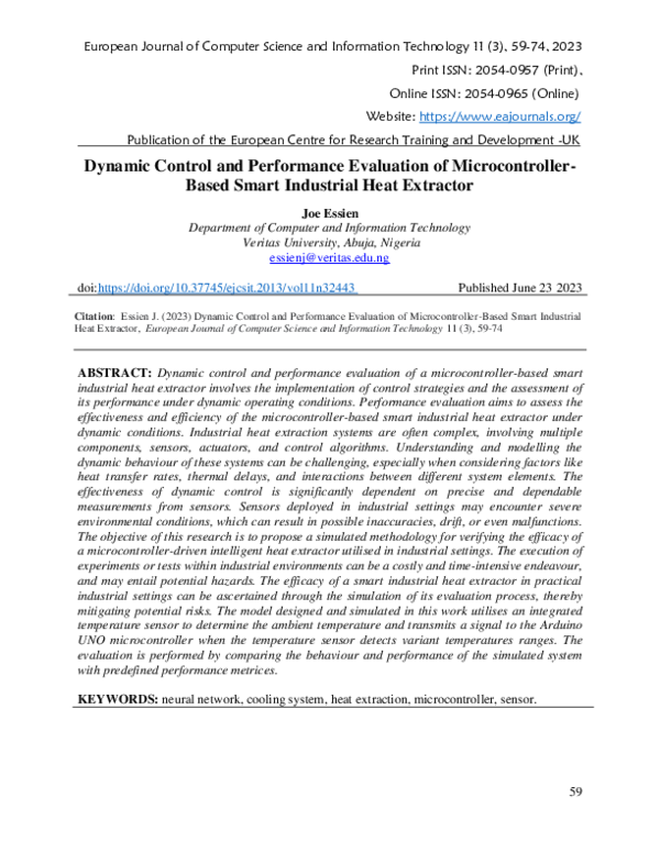 (PDF) Dynamic Control and Performance Evaluation of Microcontroller-Based Smart Industrial Heat ...