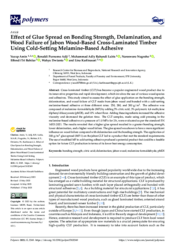 (PDF) Effect of Glue Spread on Bonding Strength, Delamination, and Wood ...