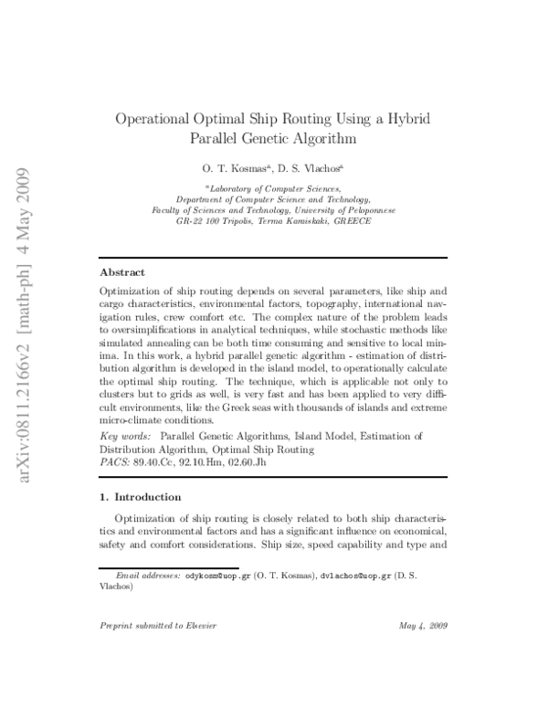(PDF) Operational Optimal Ship Routing Using a Hybrid Parallel