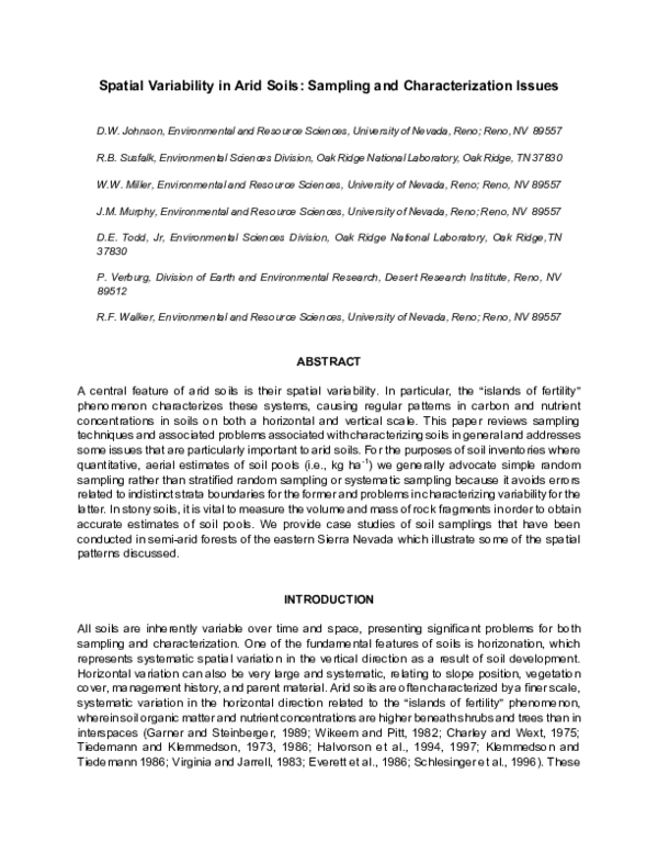 (PDF) Spatial Variability in Arid Soils: Sampling and Characterization Issues