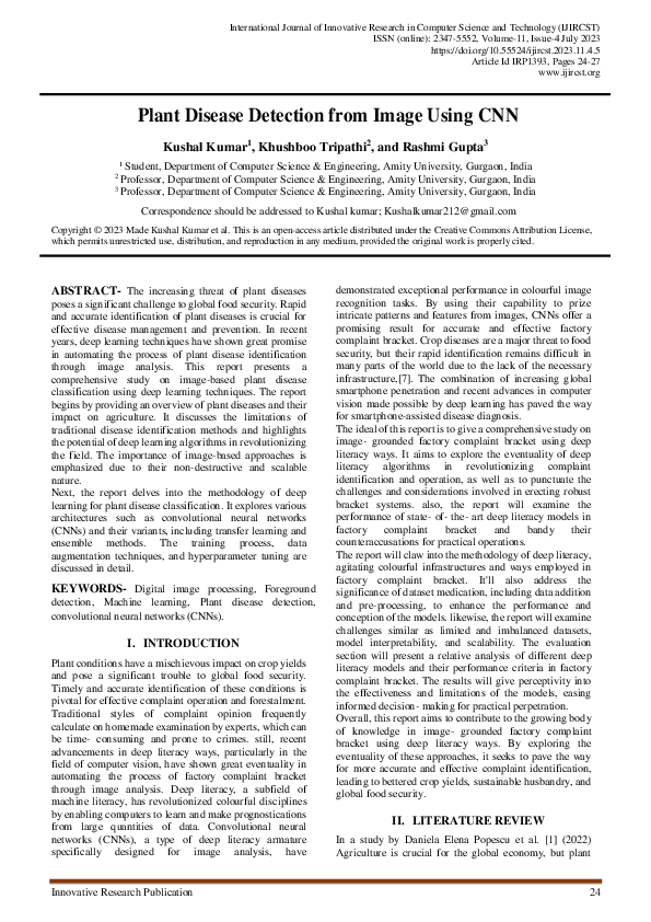 (PDF) Plant Disease Detection from Image Using CNN