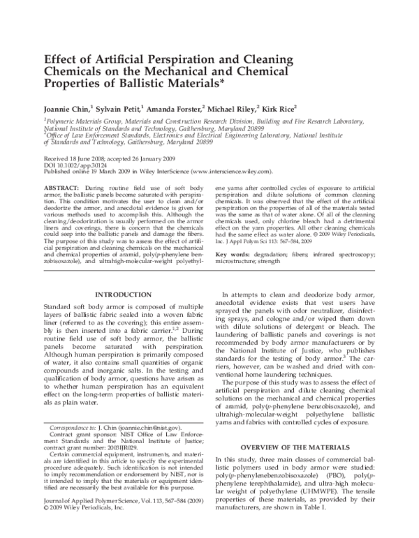 (PDF) Effect of artificial perspiration and cleaning chemicals on the mechanical and chemical ...