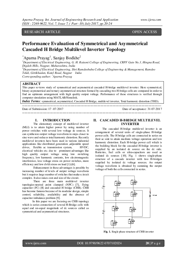 (PDF) Performance evaluation of Symmetrical and Asymmetrical Cascaded H Bridge Multilevel ...