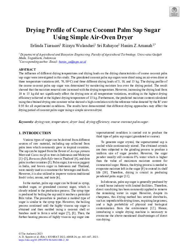 (PDF) Drying Profile of Coarse Coconut Palm Sap Sugar Using Simple Air ...