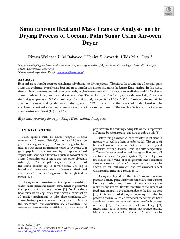 (PDF) Simultaneous Heat and Mass Transfer Analysis on the Drying ...