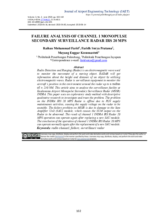 (PDF) Failure Analysis of Channel 1 Monopulse Secondary Surveillance ...