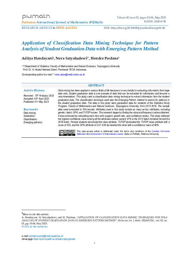 (PDF) Application of Classification Data Mining Technique for Pattern Analysis of Student ...