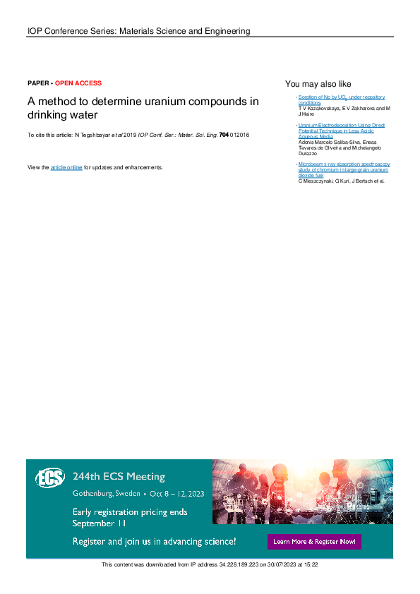 (PDF) A method to determine uranium compounds in drinking water