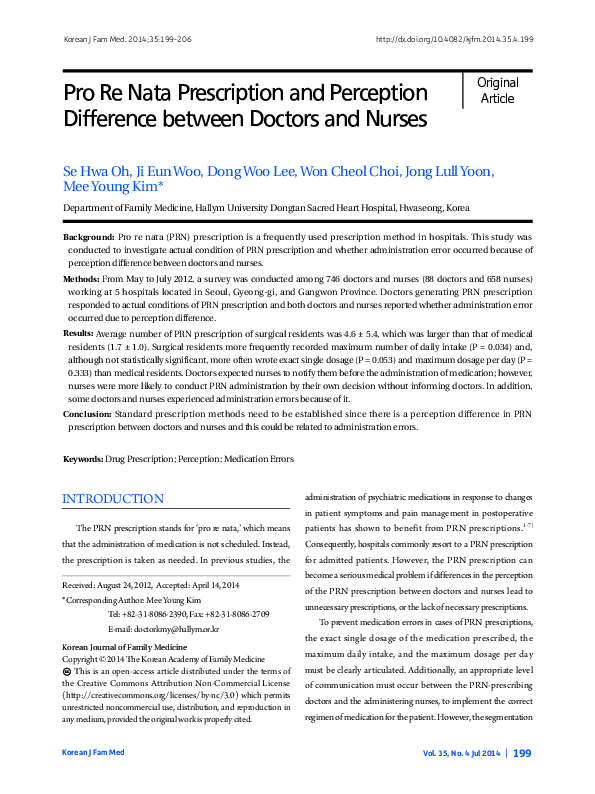 (PDF) Pro Re Nata Prescription and Perception Difference between ...
