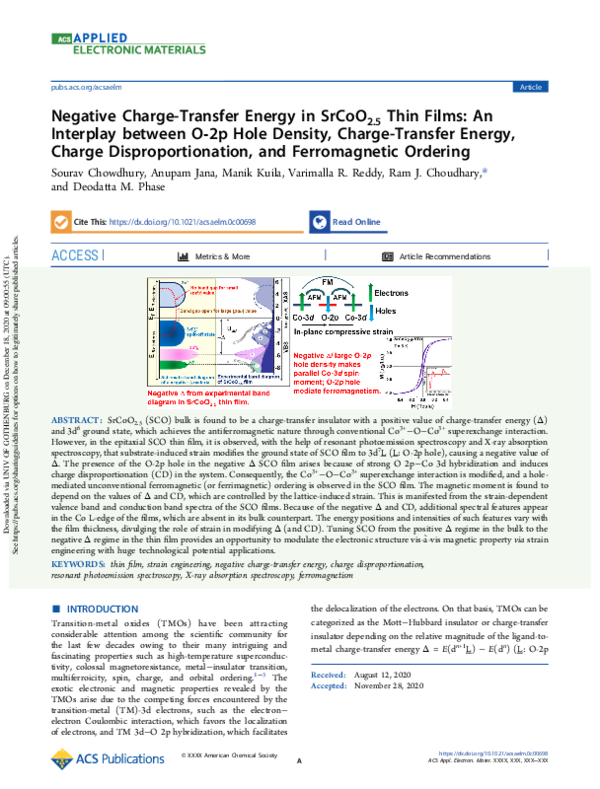 (PDF) Negative Charge-Transfer Energy in SrCoO2.5 Thin Films: An ...