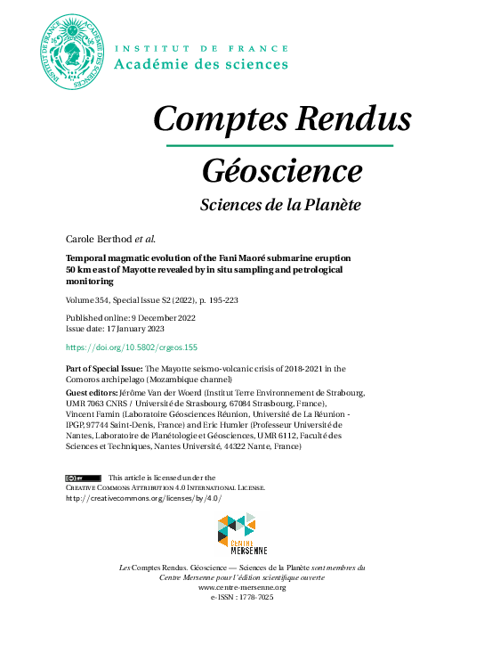 (PDF) Temporal magmatic evolution of the Fani Maoré submarine eruption ...