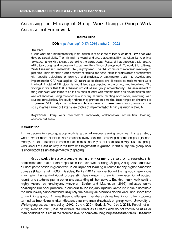 (PDF) Assessing the Efficacy of Group Work Using a Group Work ...