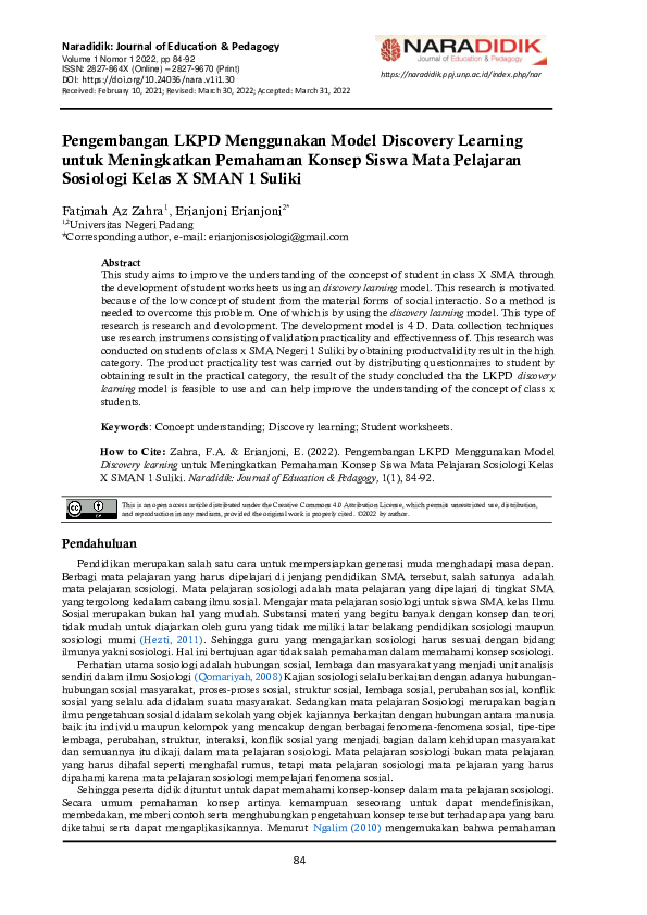 (PDF) Pengembangan LKPD Menggunakan Model Discovery Learning untuk Meningkatkan Pemahaman Konsep ...