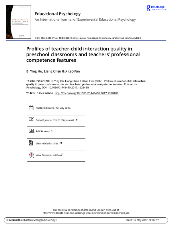 (PDF) Profiles of teacher-child interaction quality in preschool ...