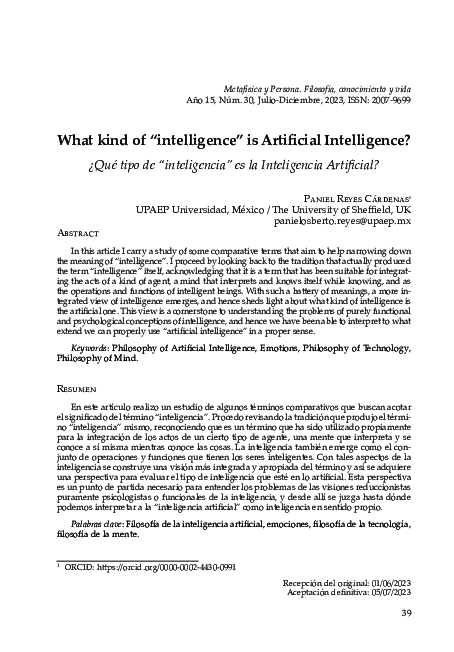 (PDF) What kind of intelligence is "artificial intelligence"?