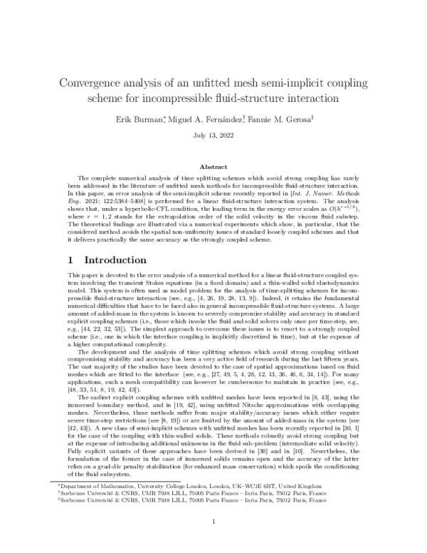 (PDF) Convergence Analysis of an Unfitted Mesh Semi-implicit Coupling Scheme for Incompressible ...
