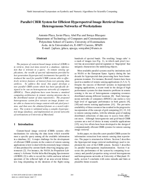 (PDF) Parallel CBIR system for efficient hyperspectral image retrieval from heterogeneous ...