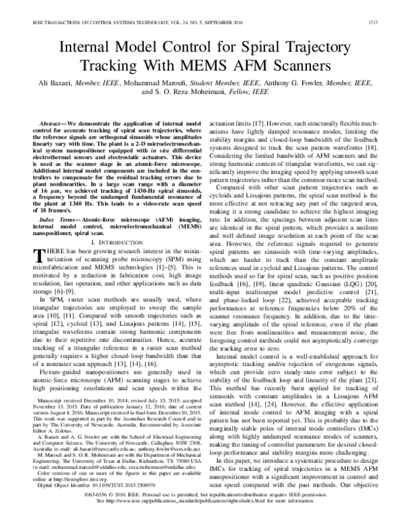 (PDF) Internal Model Control for Spiral Trajectory Tracking With MEMS AFM Scanners | Mohammad ...