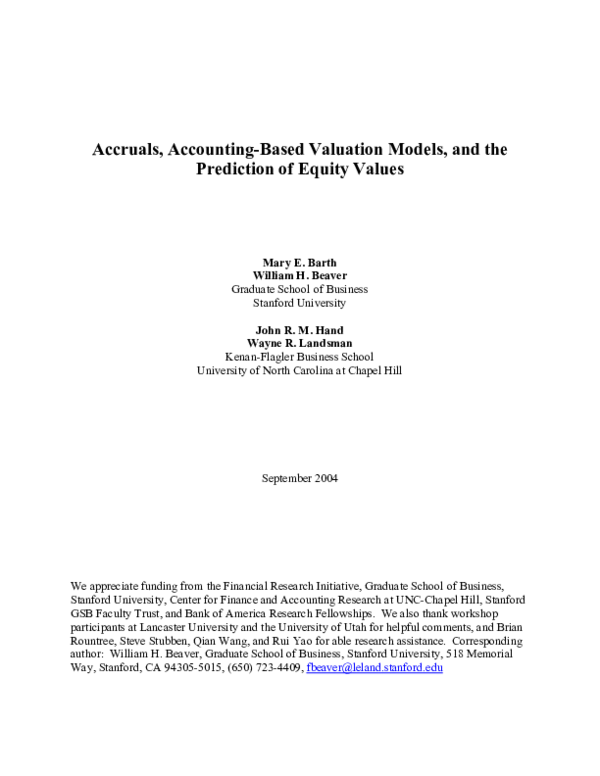 (PDF) Accruals, Accounting-Based Valuation Models, and the Prediction ...