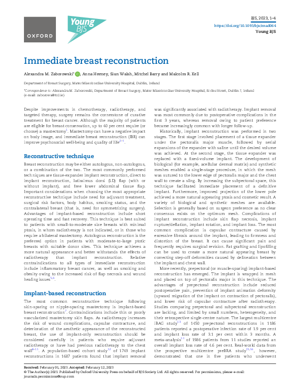 (PDF) Immediate breast reconstruction
