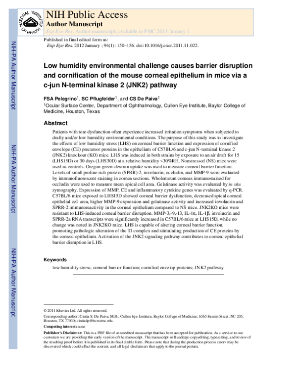 (PDF) Low humidity environmental challenge causes barrier disruption ...