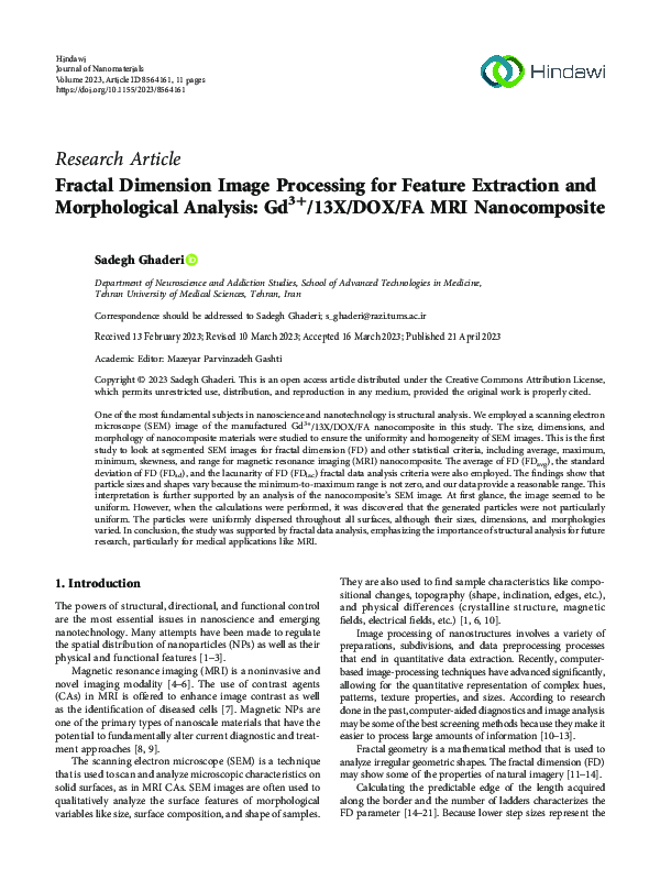 (PDF) Fractal Dimension Image Processing for Feature Extraction and Morphological Analysis: Gd3 ...