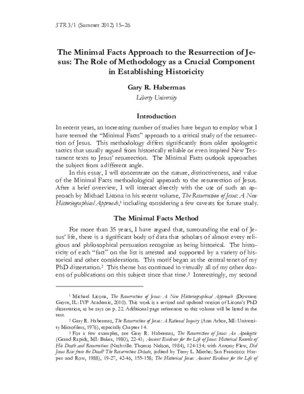 (PDF) The Minimal Facts Approach to the Resurrection of Jesus: The Role ...