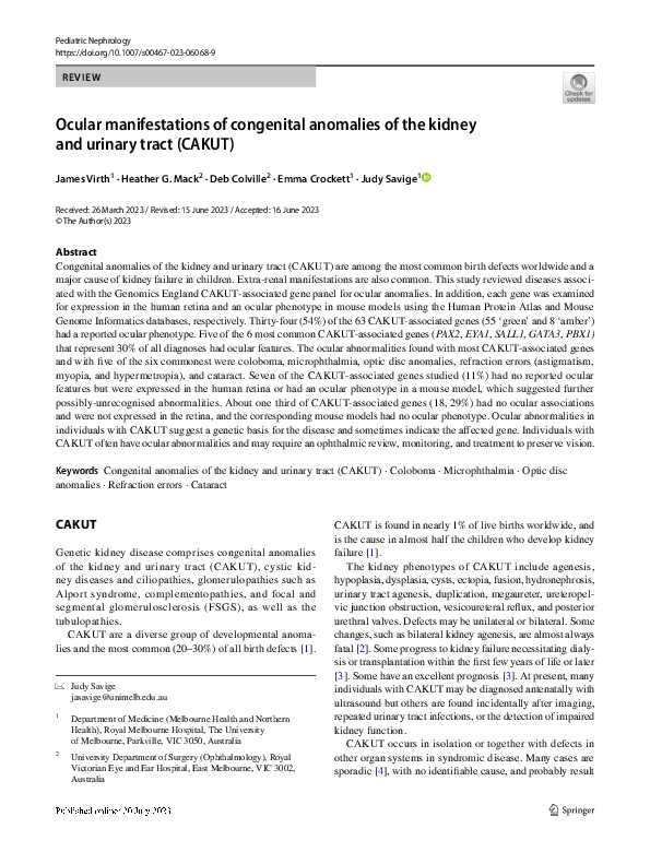 (PDF) Ocular manifestations of congenital anomalies of the kidney and ...