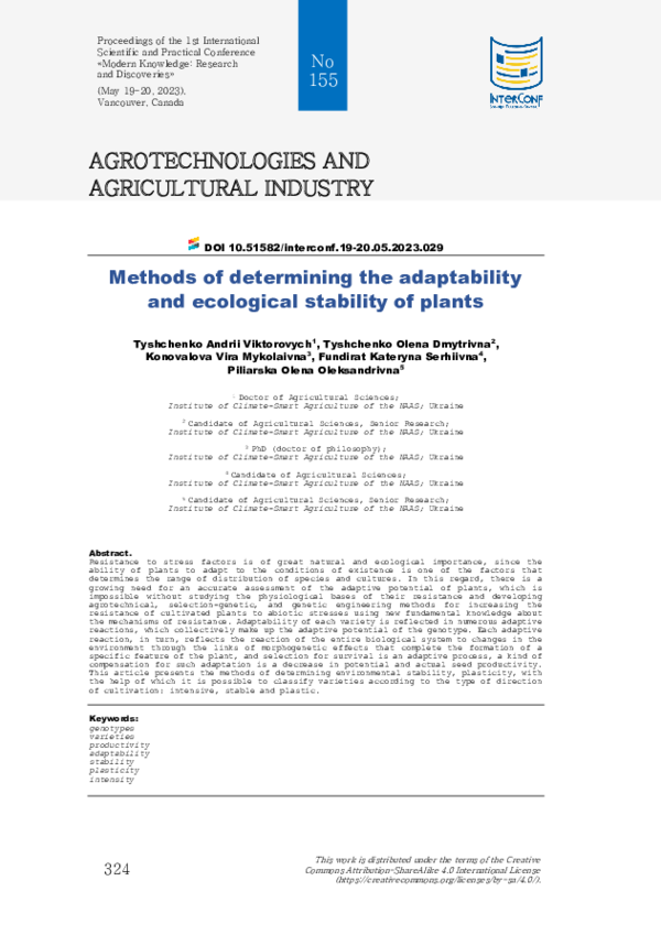 (PDF) Methods of determining the adaptability and ecological stability ...