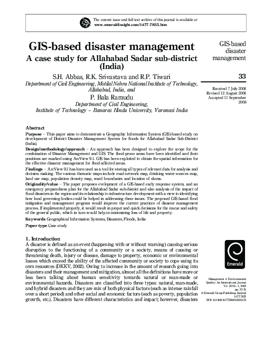 (PDF) GIS‐based disaster management