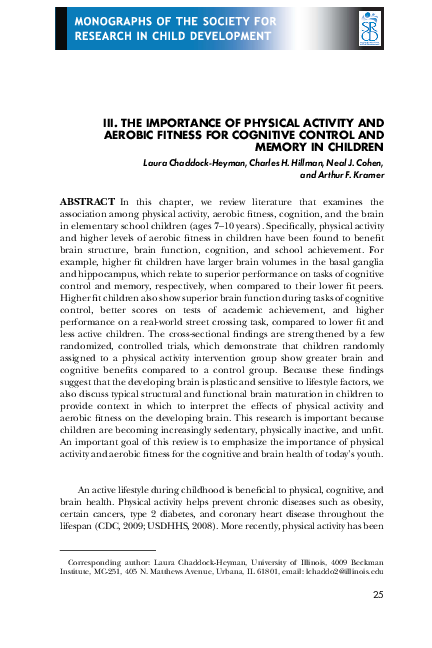 (PDF) III. The importance of physical activity and aerobic fitness for cognitive control and ...