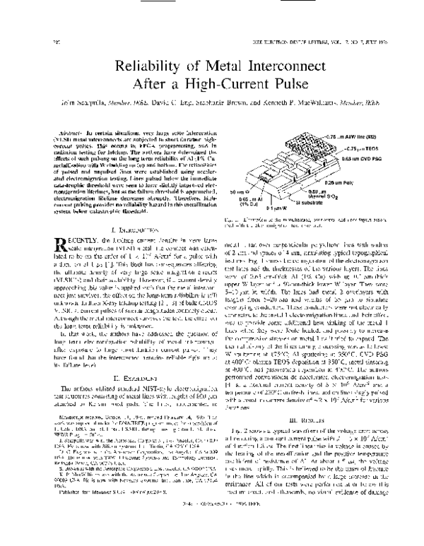 (PDF) Reliability of metal interconnect after a high-current pulse