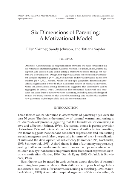 (PDF) Six Dimensions of Parenting: A Motivational Model