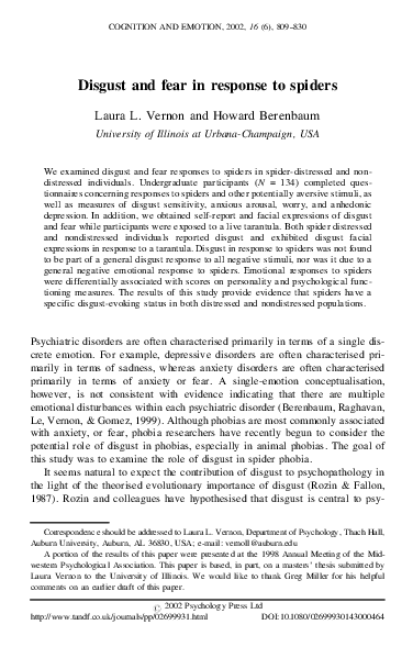 (PDF) Disgust and fear in response to spiders