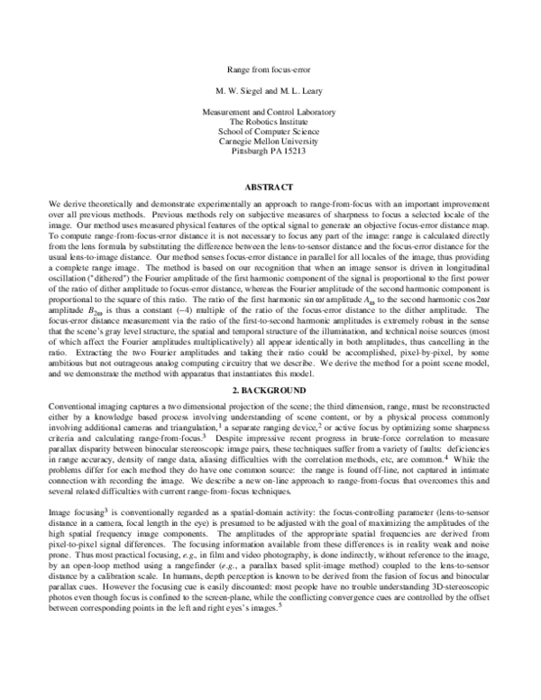 (PDF) Range from focus error