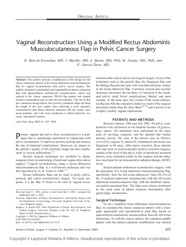 (PDF) Vaginal Reconstruction Using a Modified Rectus Abdominis ...