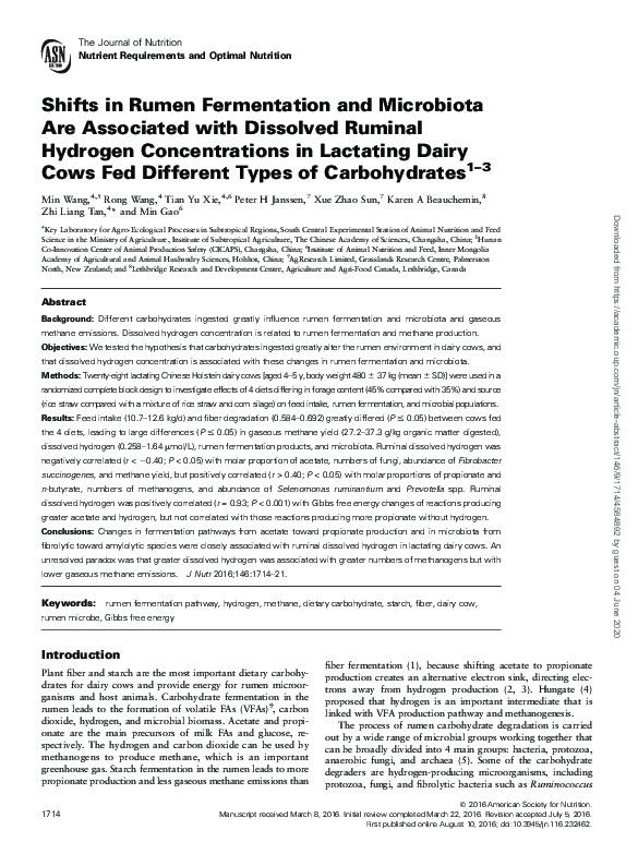 (PDF) Shifts in Rumen Fermentation and Microbiota Are Associated with ...