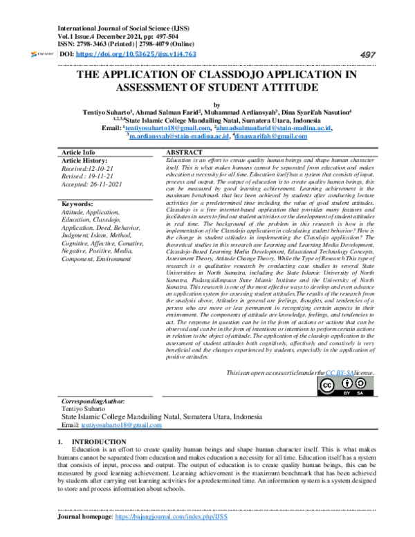 (PDF) The Application of Classdojo Application in Assessment of Student ...
