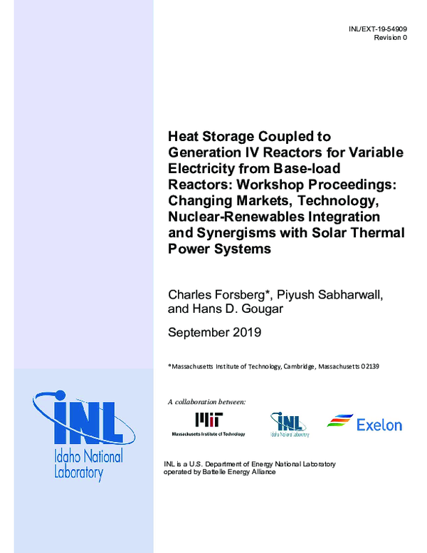 (PDF) Heat Storage Coupled to Generation IV Reactors for Variable Electricity from Base-load ...