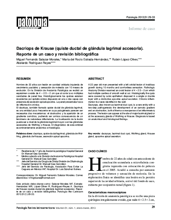 (PDF) Krause Dacriops (accessory lacrimal gland ductal cyst). A case ...
