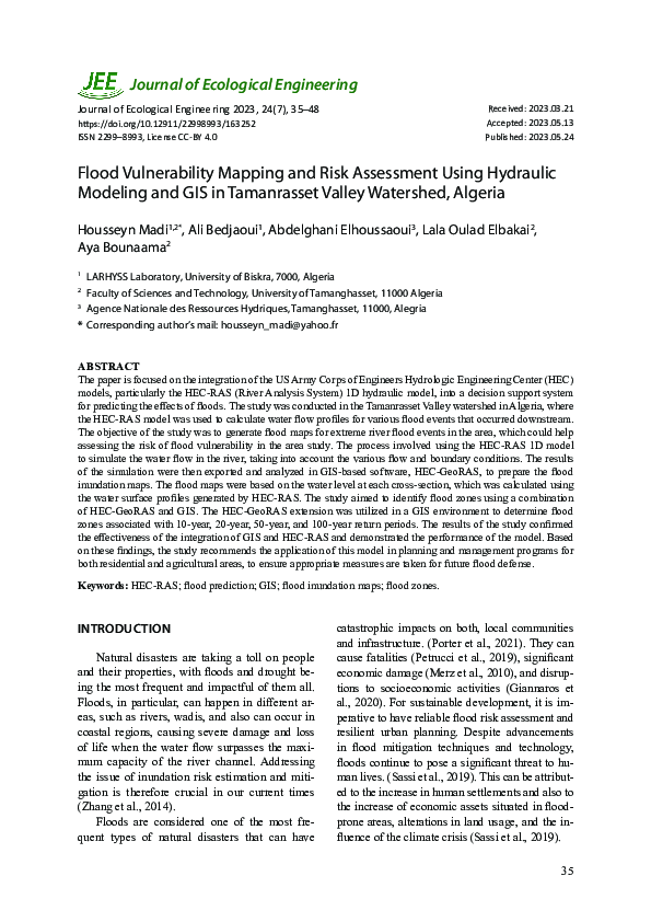 (PDF) Flood Vulnerability Mapping and Risk Assessment Using Hydraulic ...